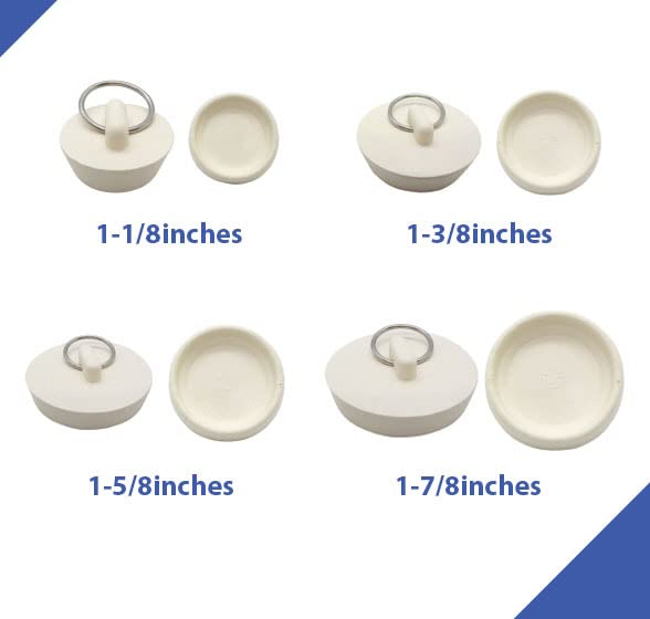 Gadgetime USA 4 Pieces Bath Tub Stopper - Four Sizes - Drain Plugs - for Kitchen, Bathroom, Bathtub, Sink, & Laundry