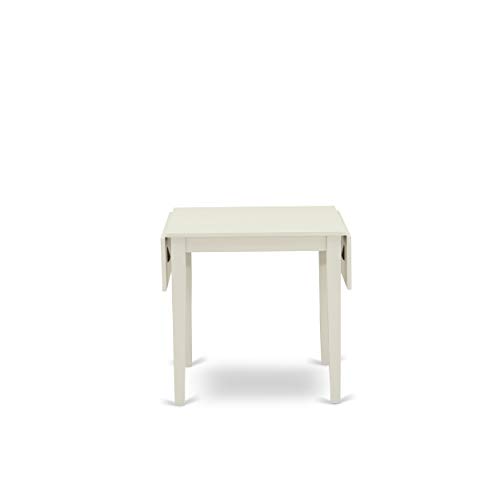 East West Furniture NDVA5-LWH-W Norden 5 Piece Dining Set for 4 Includes a Rectangle Kitchen Table with Dropleaf and 4 Dinette Chairs, 30x48 Inch, Linen White