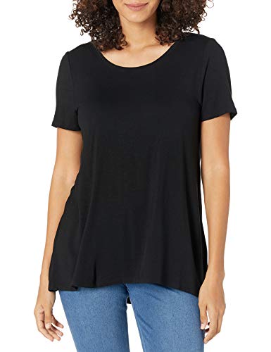 Amazon Essentials Women's Relaxed-Fit Short-Sleeve Scoopneck Swing T-shirt (Available in Plus Size), Black, XX-Large