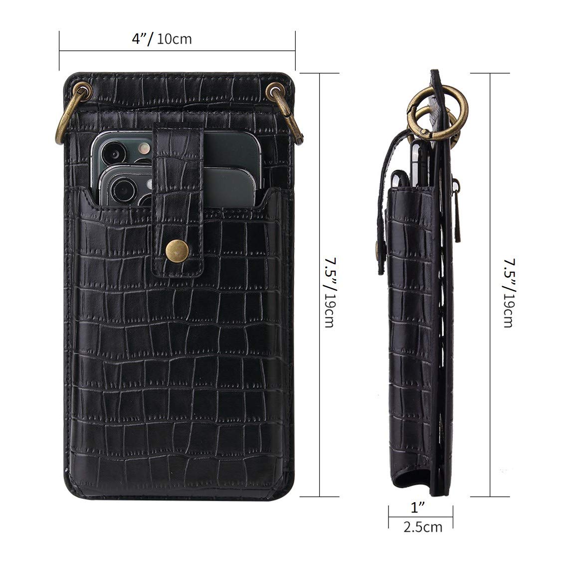 Small Crossbody Phone Bag Shoulder Bag Card holder Wallets Purse for Women & Girls (D2 Black - Touch Screen)
