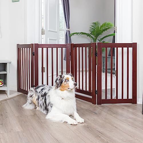 Primetime Petz 360 Configurable Dog Gate with Door โ Indoor Freestanding Walk Through Wood Pet Gate,Walnut