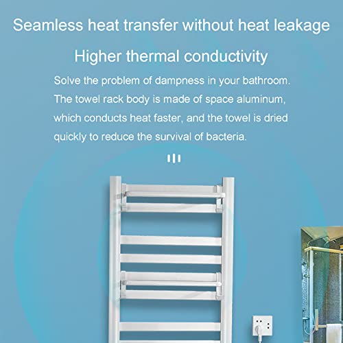 Constant Temperature Electric Heating Towel Rack Bathroom Toilet Towel Rack Hanging Rod Rack,White