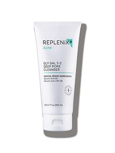 Replenix Gly-Sal 5-2 Deep Pore Facial Cleanser, Medical-Grade 5% Glycolic & 2% Salicylic Acid Oil-Free Face Wash for Acne-Prone Skin (6.7 fl. oz)