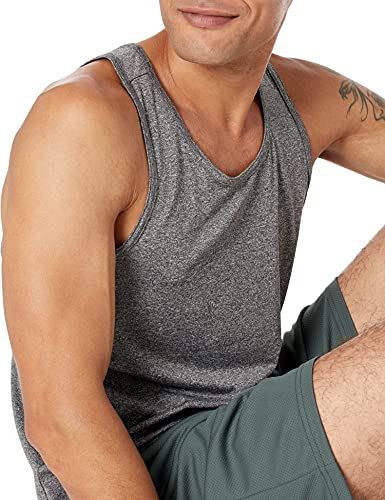 Amazon Essentials Men's Tech Stretch Tank T-Shirt, Black Heather, Large