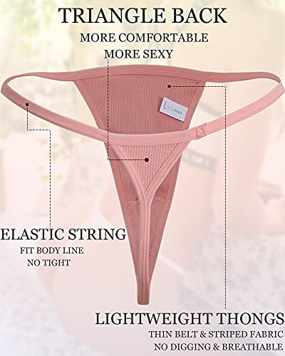 FINETOO 10 Pack G-String Thongs for Women Cotton Panties Stretch T-back Tangas Low Rise Hipster Underwear Sexy S-XL (10 pack thongs, Small)