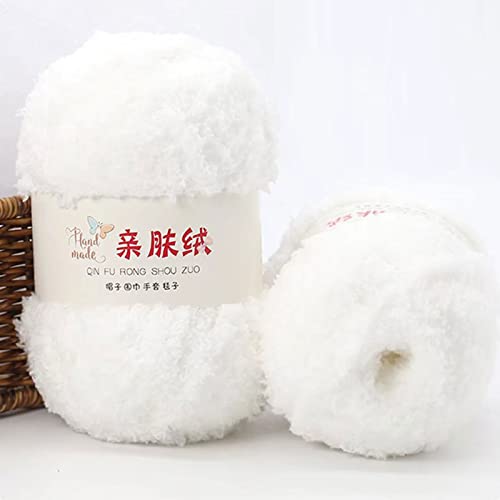 Generic Chenille Yarn Fluffy Coral Velvet Yarn Hard to Fade for Sewing Shop 1 Roll White