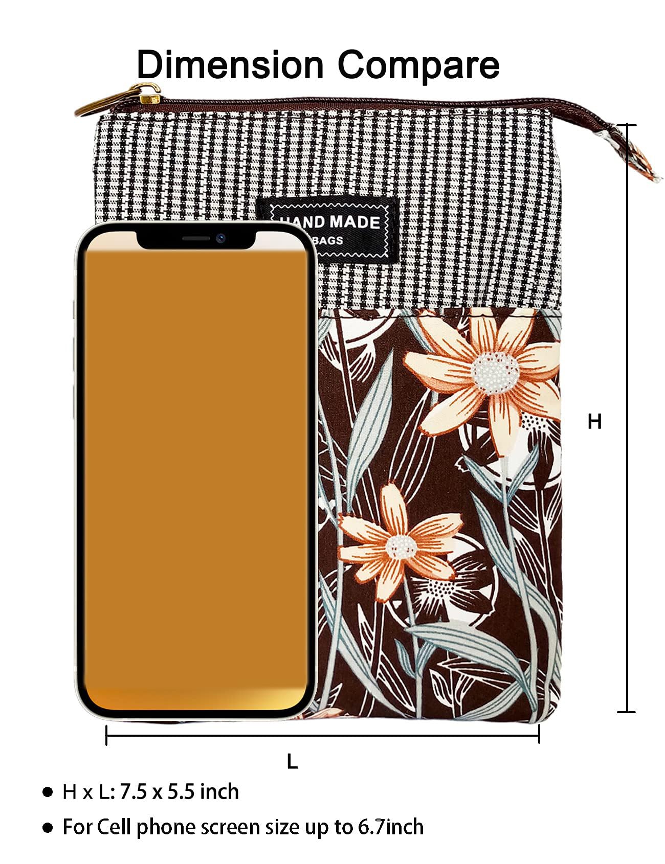 LassZone Womens Small Crossbody Bag Cell phone Bag Floral Pattern Ladies Small Handbag Wallet 5 Pockets Shoulder Bag Messenger Bags