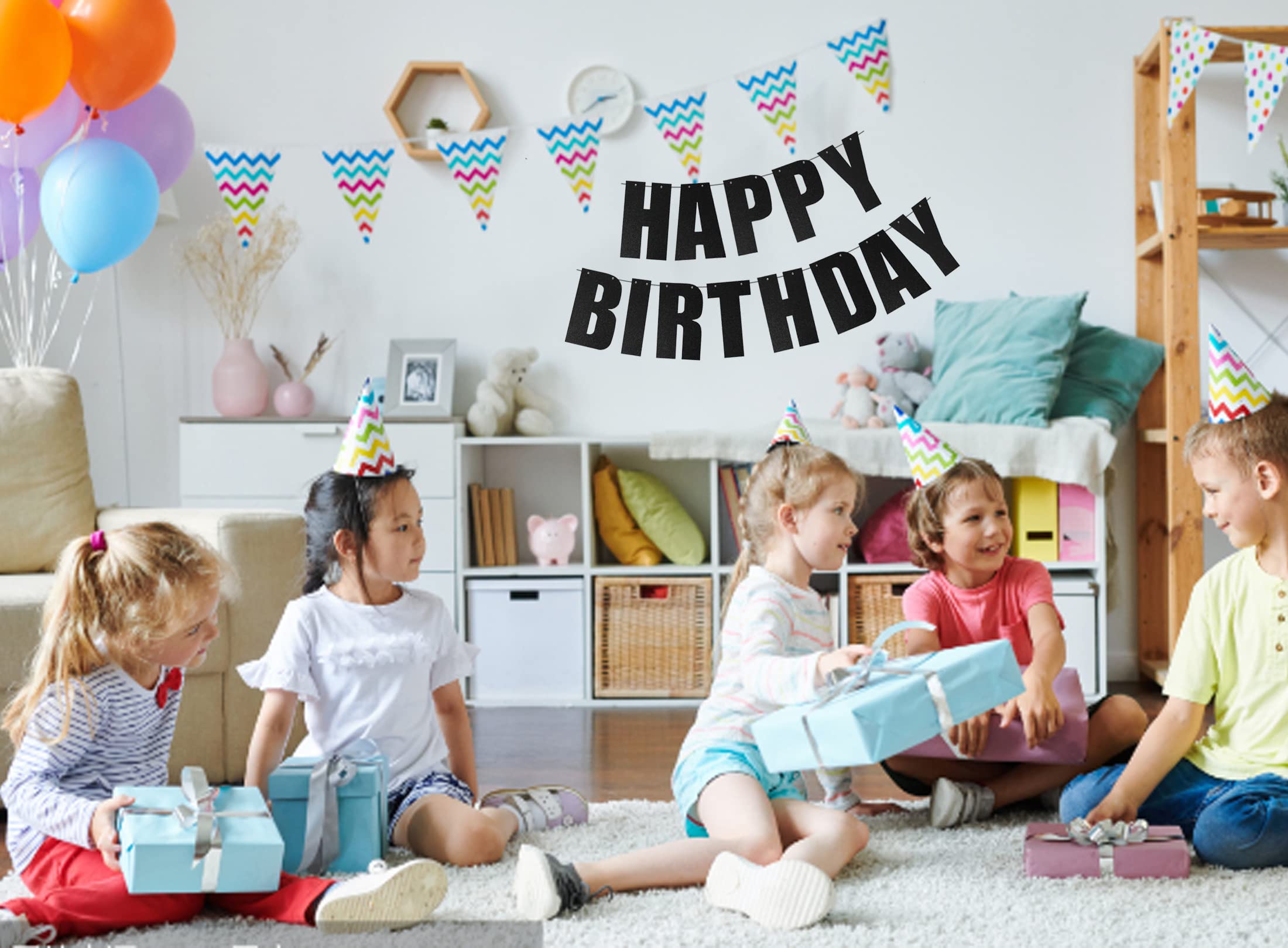 Black Happy Birthday Banner for Birthday Party Decorations Supplies