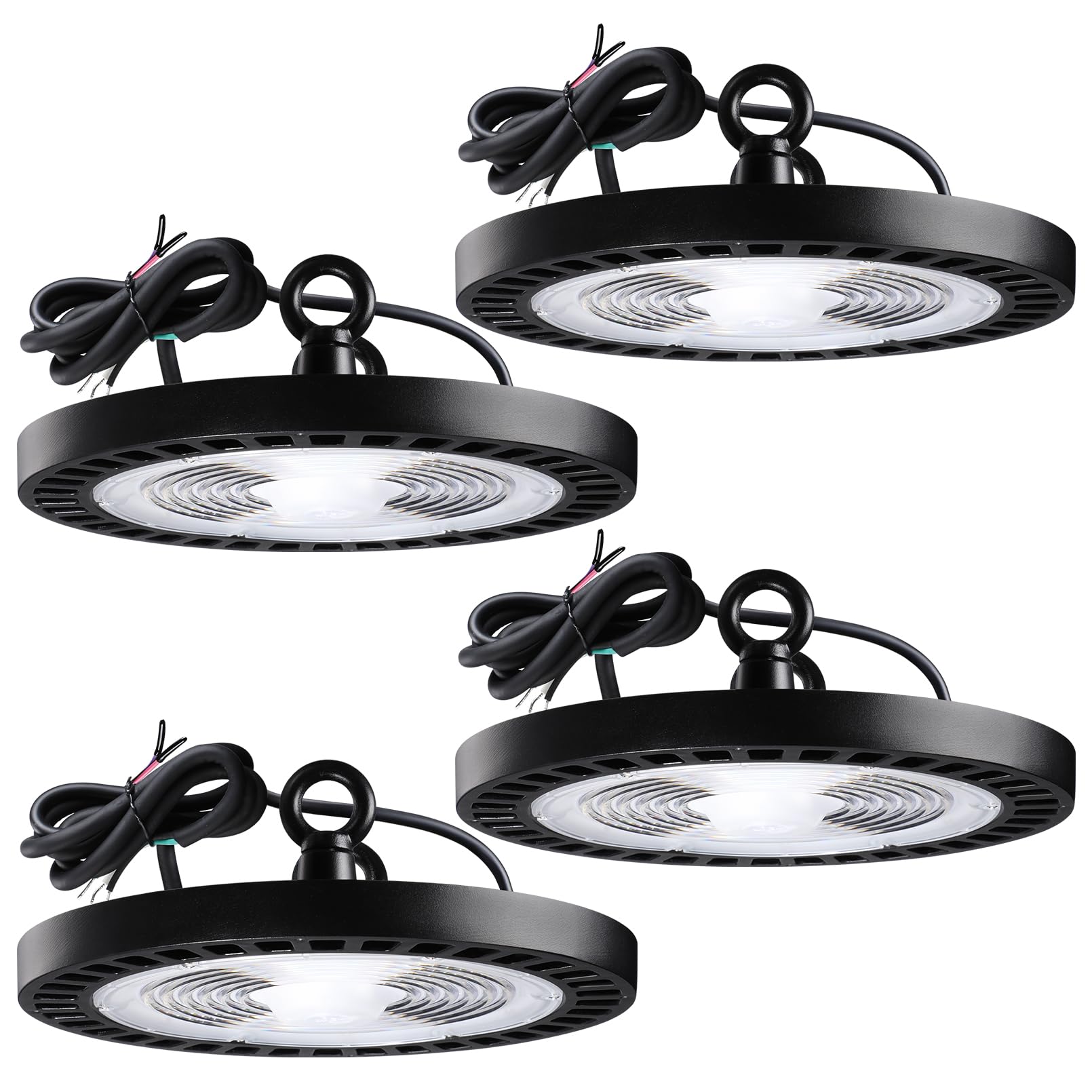 LEONLITE UFO LED High Bay Light 150W 21,700LM 5000K Daylight, 0-10V Dimmable, UL Listed, 120-277V Commercial Barn Lights for Warehouse Gym Factory Workshop, Pack of 4