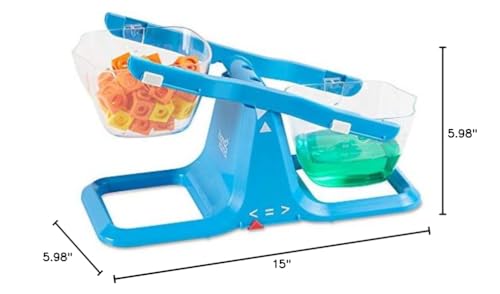 hand2mind Blue Nestable Bucket Balance, Clear Double Bucket Balance Scale for Liquids and Solids, Easy to Assemble Kids Scale, Space Saving Storage Base, Balance Scale for Classroom (Set of 1)