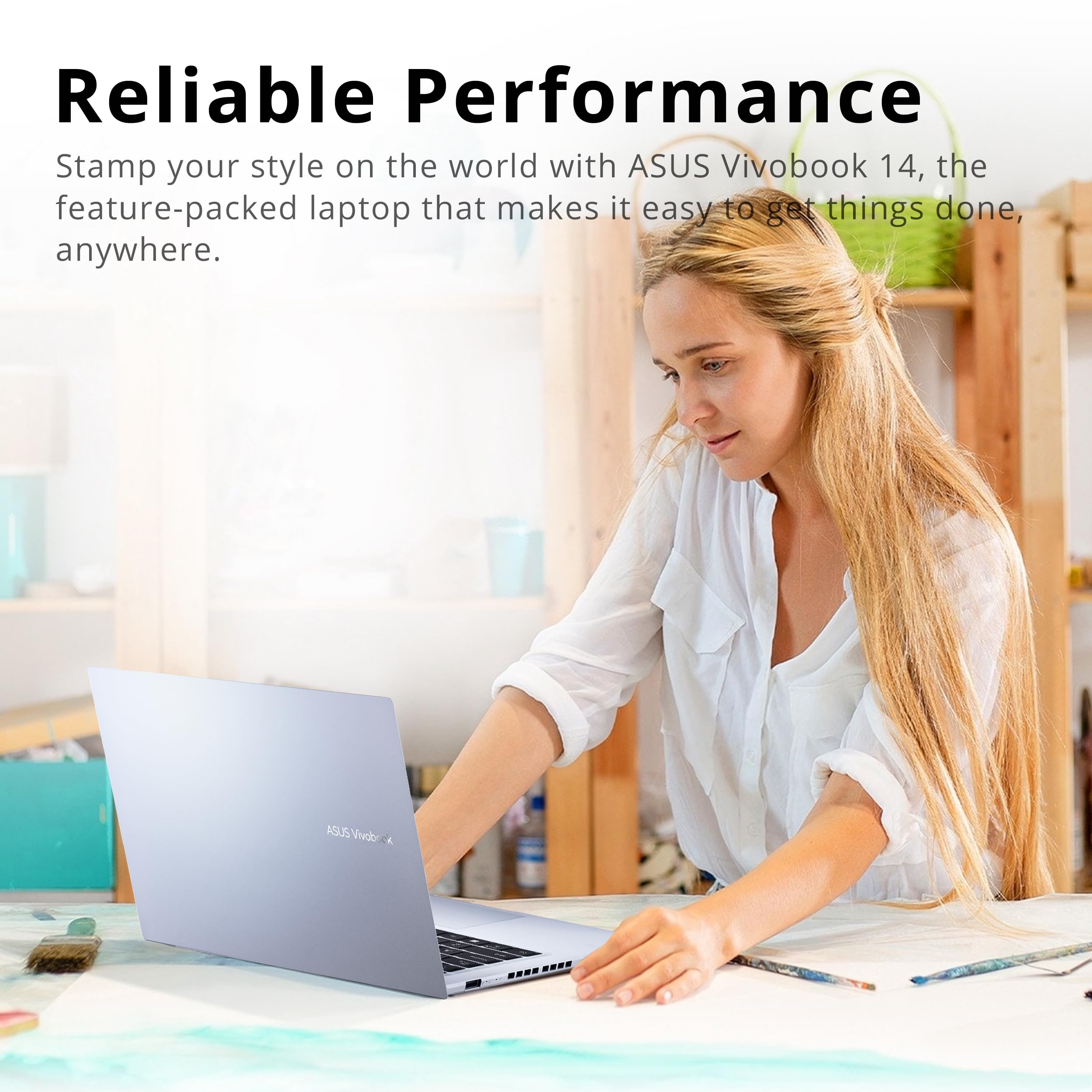 ASUS Vivobook 14 14" FHD Lightweight Laptop, Intel Core i5 1240P, 40GB RAM, 1TB SSD, Backlit Keyboard, Iris Xe Graphics, HD Camera, Fingerprint Sensor, WiFi 6, Win 11 Pro, Blue, 32GB USB Card