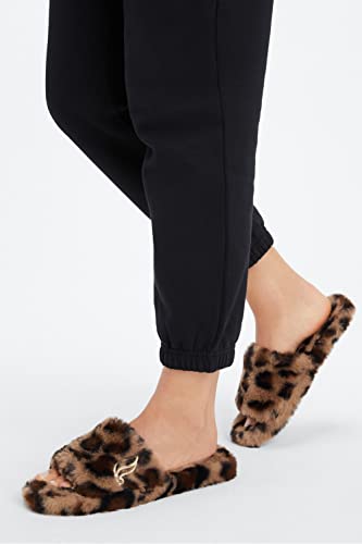 Fabletics Women's Fur Slipper, 8, Leopard