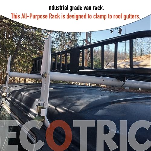 ECOTRIC Adjustable Van Roof Ladder Rack 500LBS 2 Bars for Chevy Dodge Ford GMC Express 77''