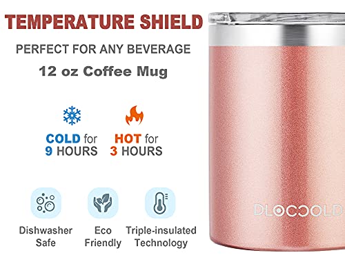 DLOCCOLD Insulated Coffee Mug with Handle 12 oz Stainless Steel Travel Coffee Cup with Lid Spill Proof Reusable Thermos Coffee Cups for Men Women