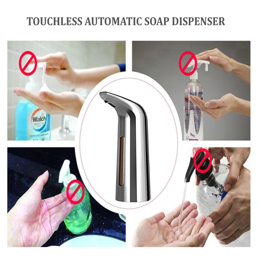 Automatic Soap Dispenser 400ml, Touchless Soap Dispenser with Upgraded Infrared Sensor, IP67 Waterproof Battery Operated Soap Dispenser, Hand Free Liquid Soap Dispenser for Bathroom, Kitchen Sink