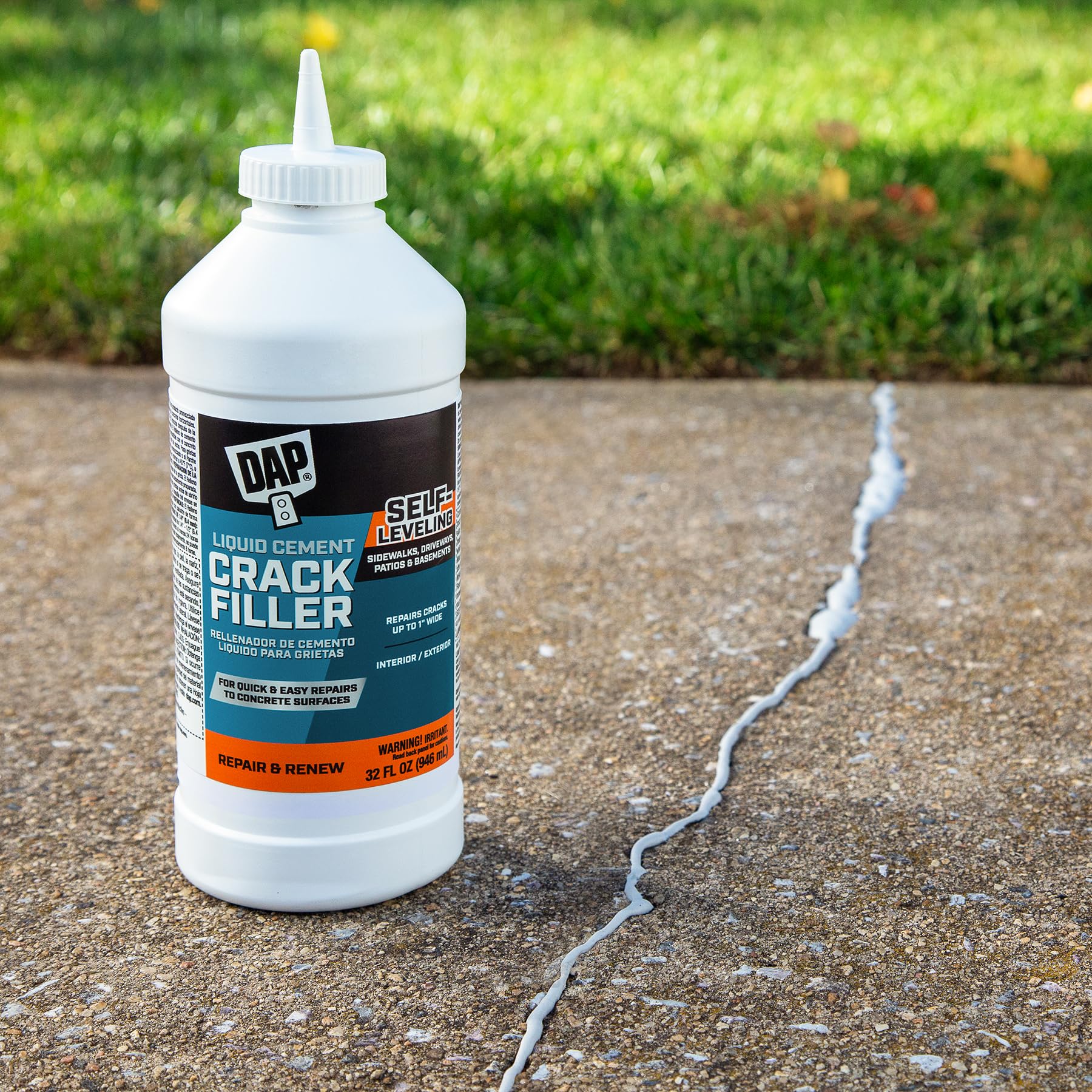 DAP 37584 Liquid Cement Crack Filler, 1 quart, Gray