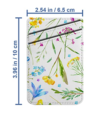 Diascia Pack of 2 - Cellphone Stick on Leather Cardholder ( Floral Wild Flowers Pattern Pattern ) ID Credit Card Pouch Wallet Pocket Sleeve