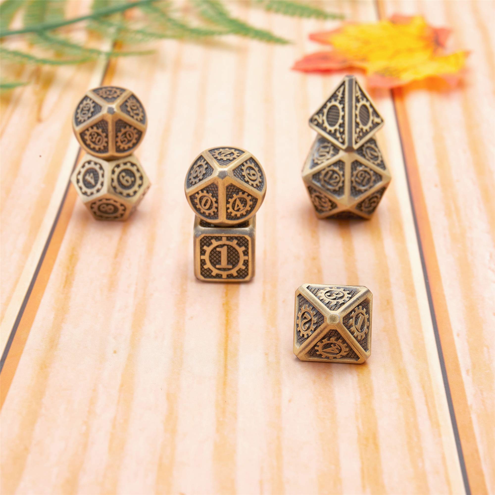 Metal Dice D&D, Dragon and Dungeon Polyhedral Metal Dice Set for RPG (Dungeon and Dragon Role Playing Games), and Enamel D&D Dice with Storage Bag (7-Piece Set)