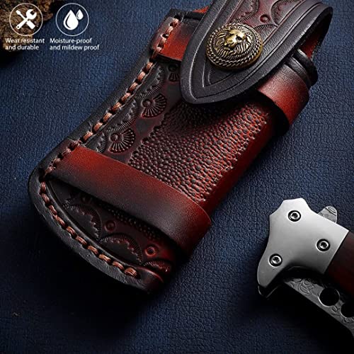 Brown Hand Made Carved Cowhide Knife Cover for Protecting knives Unisex Man Woman