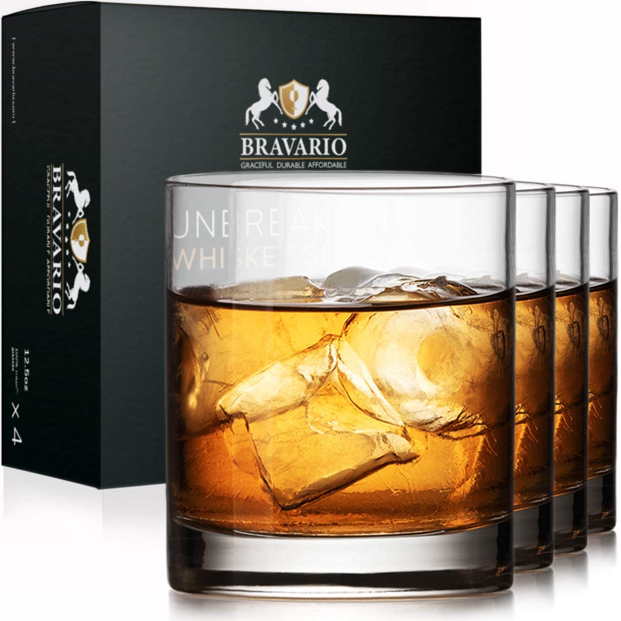 Bravario Unbreakable Glasses Bundle | 4 Wine, 4 Whiskey, 4 Champagne | Shatterproof 100% Tritan Plastic | Dishwasher-Safe | BPA-free | Awesome for Indoor & Outdoor, Gifts & Holidays