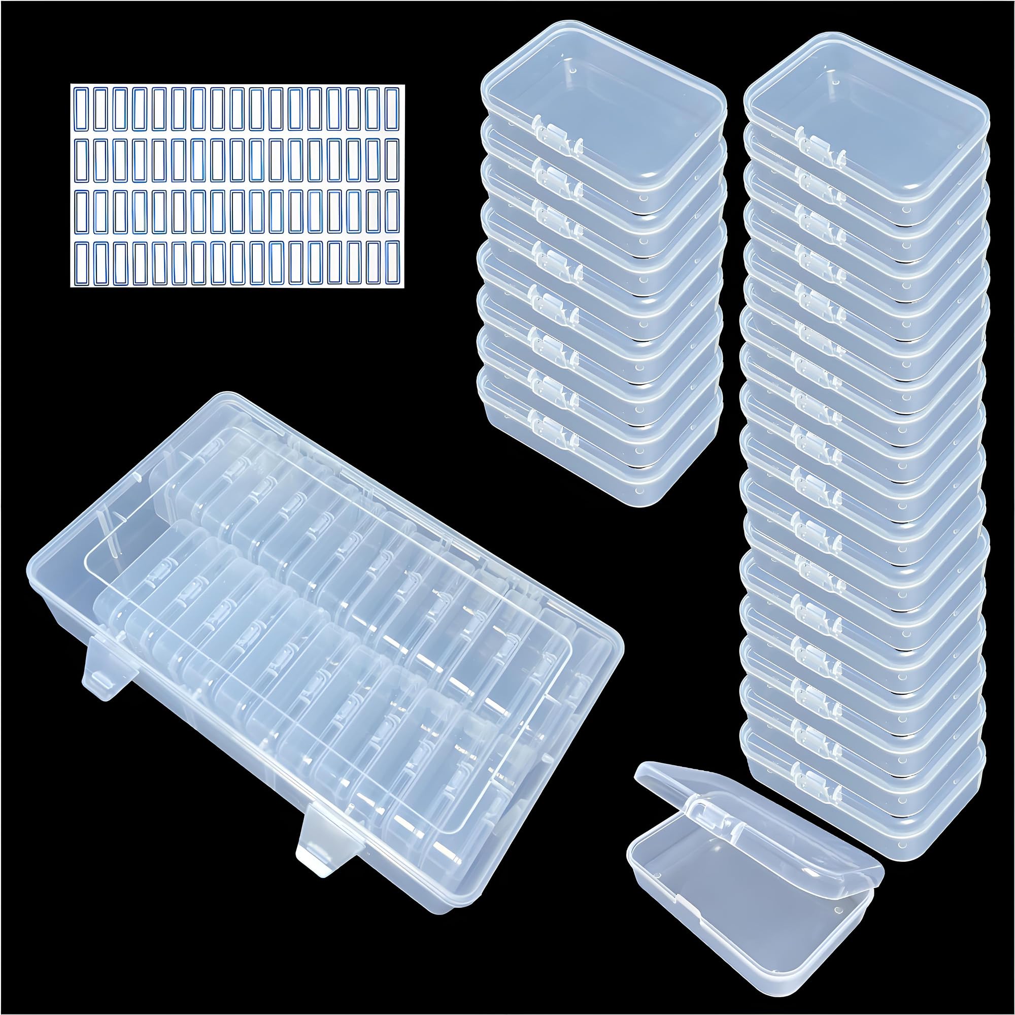 CHSZCHOMER 26 Pack Bead Storage Box With Hinged Lid, Sturdy Plastic Box - Used For Crafts, Beads, Jewelry, Manicures, And Small Items, Diy Handmade With Classification Labels