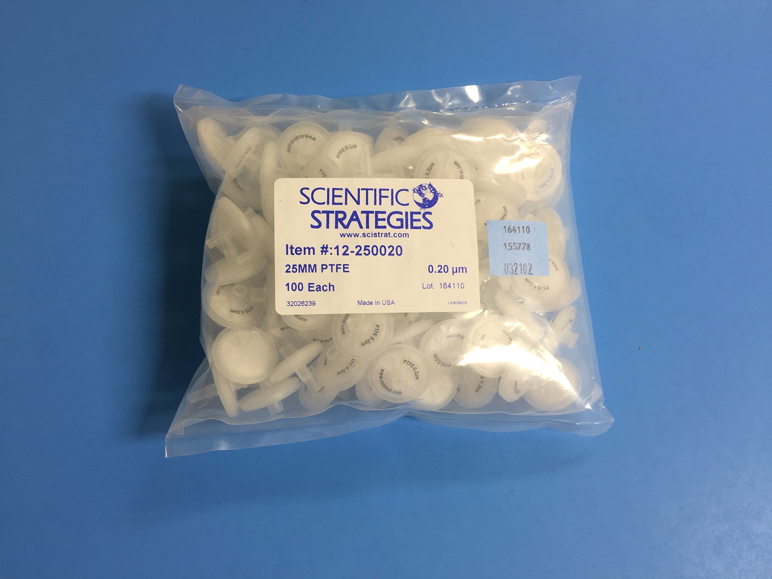 Syringe Filter, PTFE, 30mm Diameter, 0.22um, 100/pk