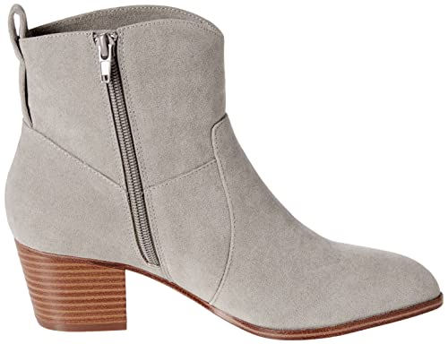 Amazon Essentials Women's Western Ankle Boots, Light Grey Heather Microsuede, 7.5