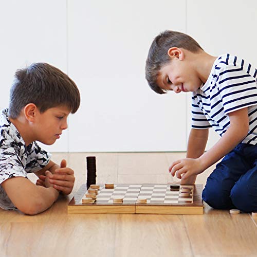 Magnetic Wooden Chess Checkers Set for Kids and Adults – 15” Staunton Chess Set - Travel Portable Folding Chess Board Game Sets - Storage for Wood Pieces - 2 Extra Queens
