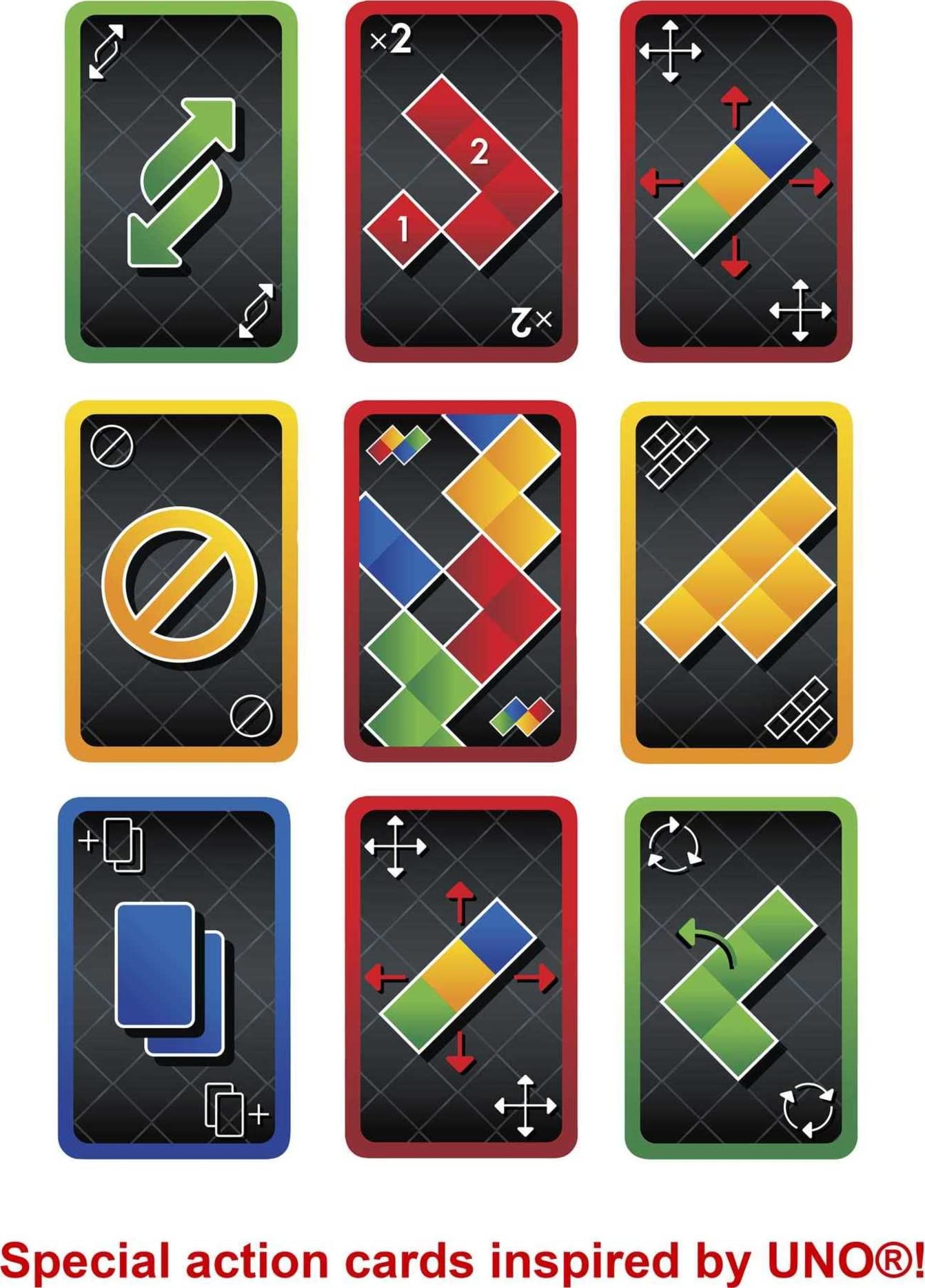 Mattel Games Blokus Shuffle UNO Edition Strategy Board Game, Family Game with Colorful Pieces and UNO-Themed Action Cards