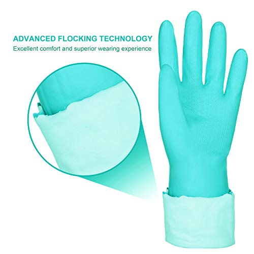 Elgood Reusable Dishwashing Cleaning Gloves with Latex free, Cotton lining,Kitchen Gloves 2 Pairs,Purple+blue L