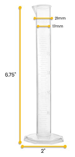 EISCO Graduated Cylinder, 25ml - Class B Tolerance - Octagonal Base - Polypropylene Plastic - Industrial Quality, Autoclavable