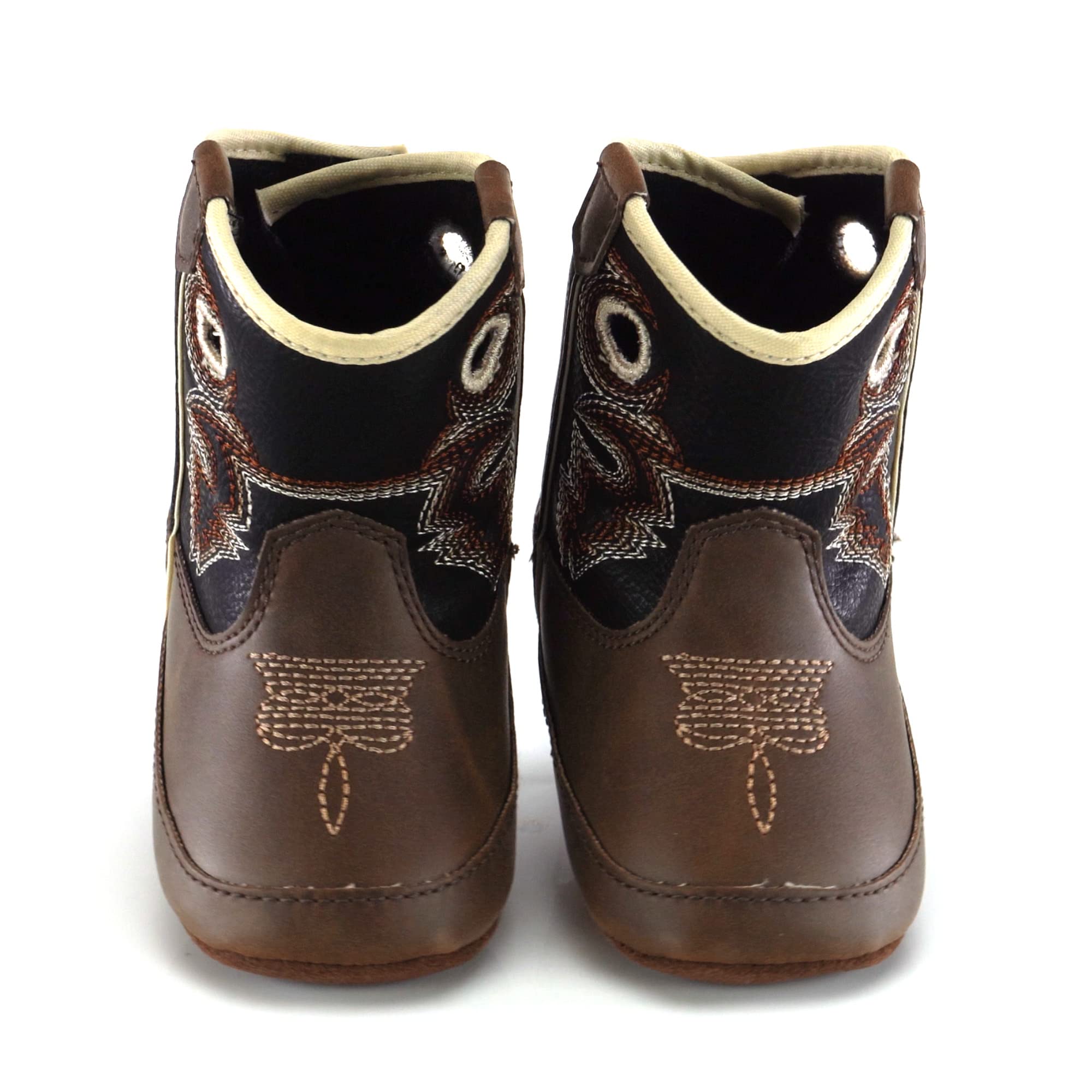 M&F Western Kids Trace Baby Boy's Infant/Toddler Bucker Boot First Walker Shoe, Brown/Black, 4