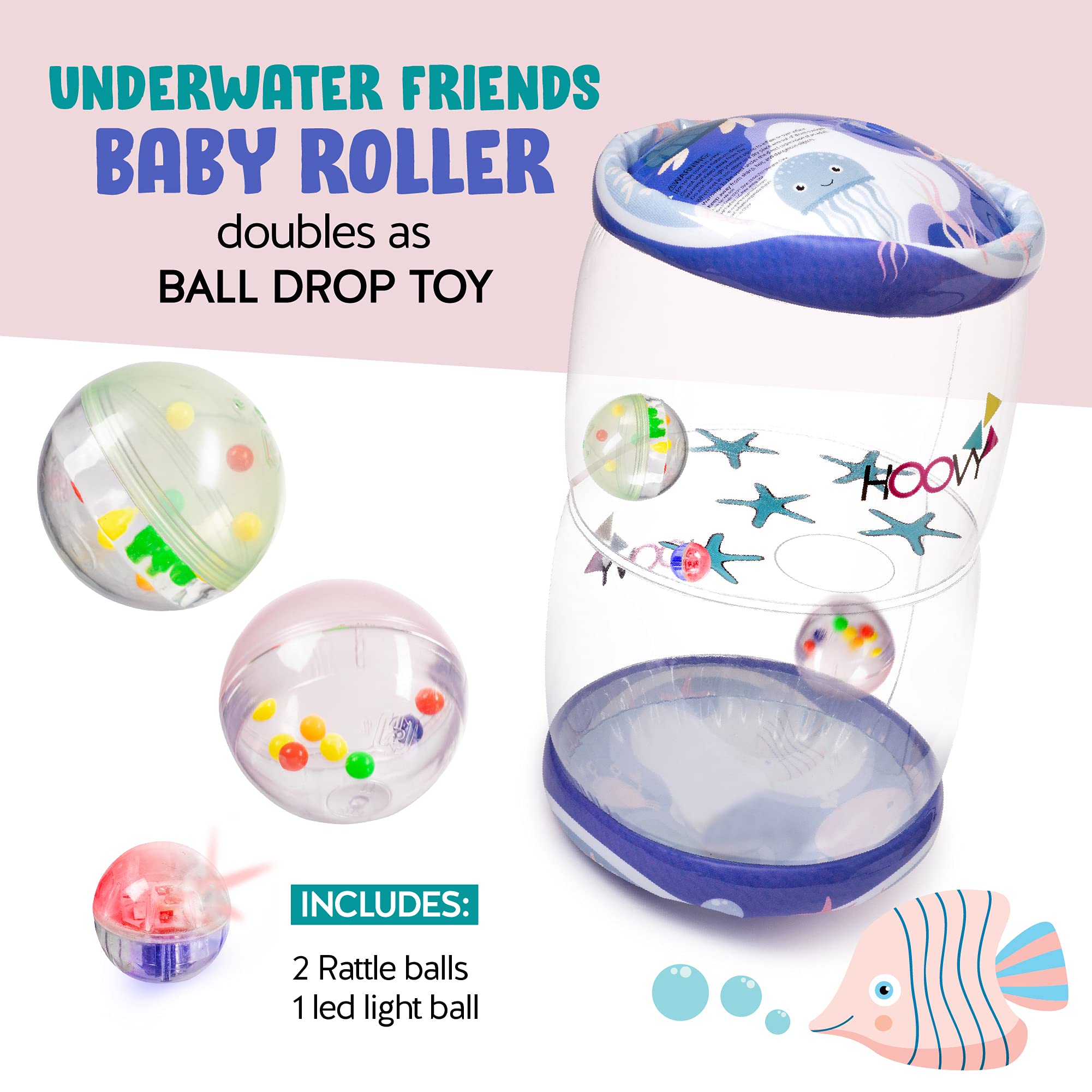 Hoovy Infant Crawling Toys | Toys for Crawling Babies | Crawling Toys for Babies 6-12 Months | Beginner Crawl Along Baby Roller | Drop Maze Tummy Time Activity Center | Early Development Jumbo Roller