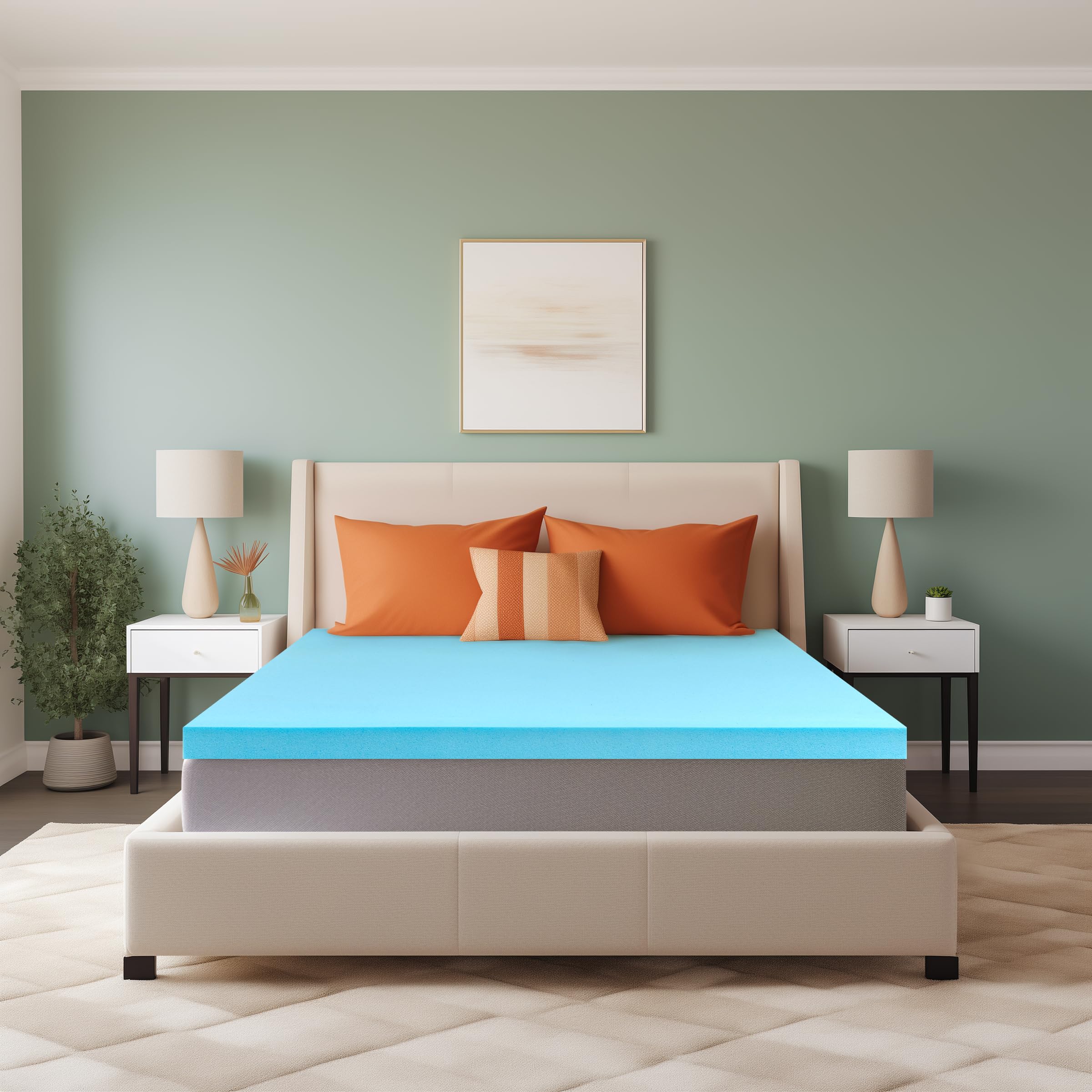 CHUN YI 4 Inch Queen Mattress Topper, Cooling Gel Infused Memory Foam Bed Topper for Pressure Relief, Mattress Pad for Queen Size Bed, CertiPUR-US Certified