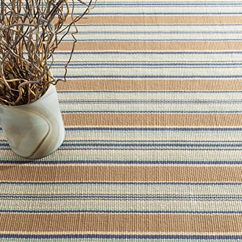 Dash and Albert Blue Heron Cotton Area Rug - 2' x 3' Blue Stripe Handwoven Accent Rug - Durable, Lightweight, High Traffic Areas Hallway, Bedroom, Stairs