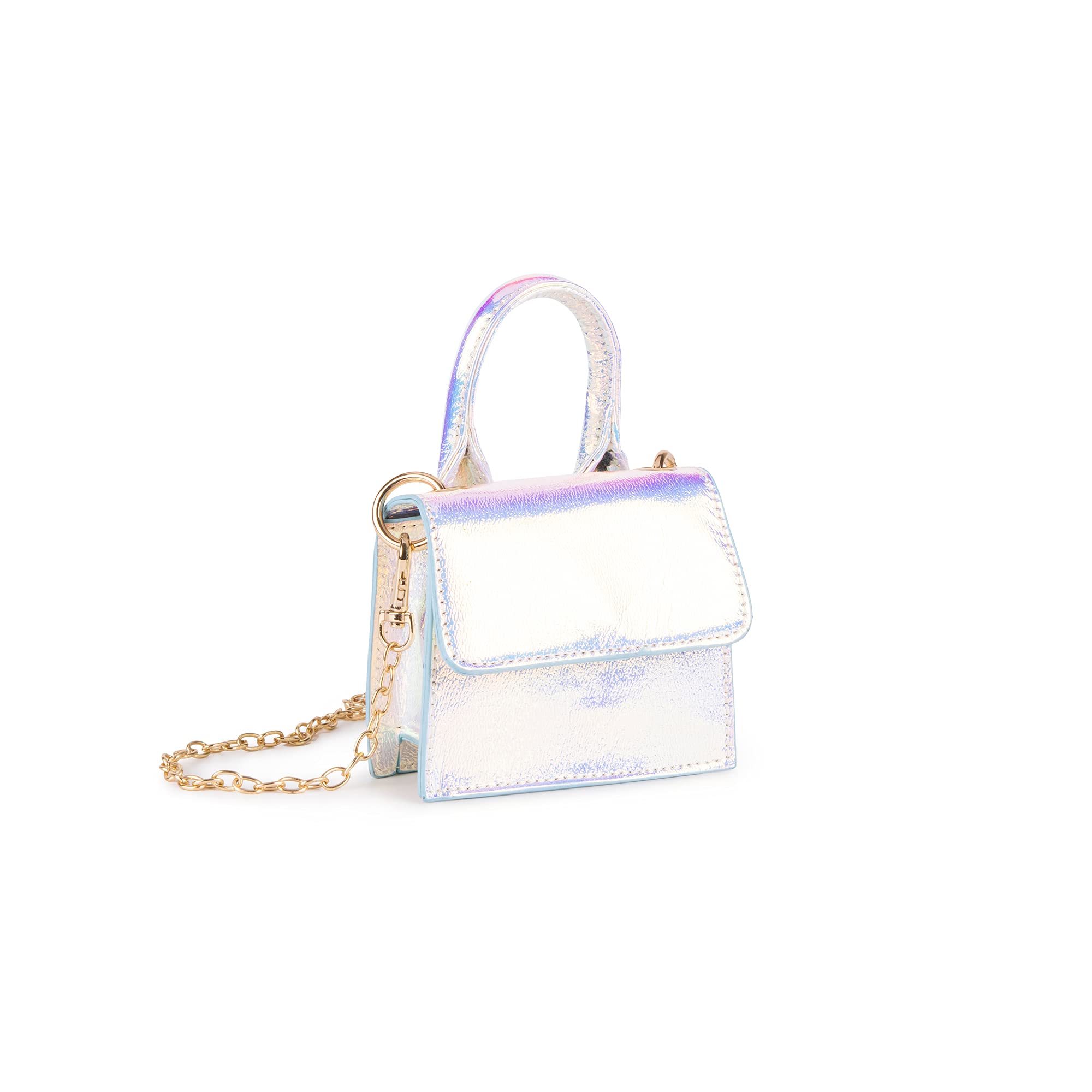 Olivia Miller Women's Faux Crocodile Leather Ivory Iridescent Mini Shoulder Bag Crossbody Purse Handbag