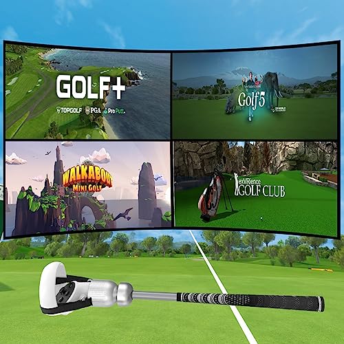 DGPCT VR Golf Club for Oculus Quest 2, Alluminum Golf Club Attachment Compatible with Oculus Meta Quest 2, with 1: 1 Sleeve, Counterweight and Realistic Rubber Grip