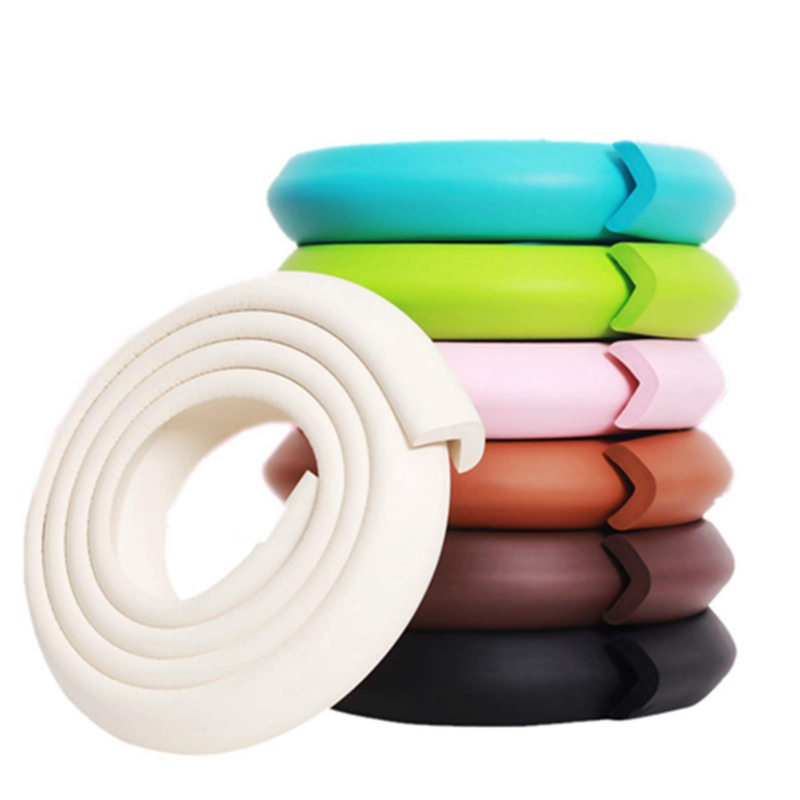 M2cbridge L Shape Extra Thick Furniture Table Edge Protectors Foam Baby Safety Bumper Guard 6.5 Ft (Off White)