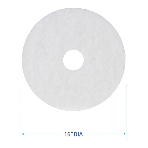 Boardwalk Polishing Floor Pads, 16" Diameter, White, 5/Carton