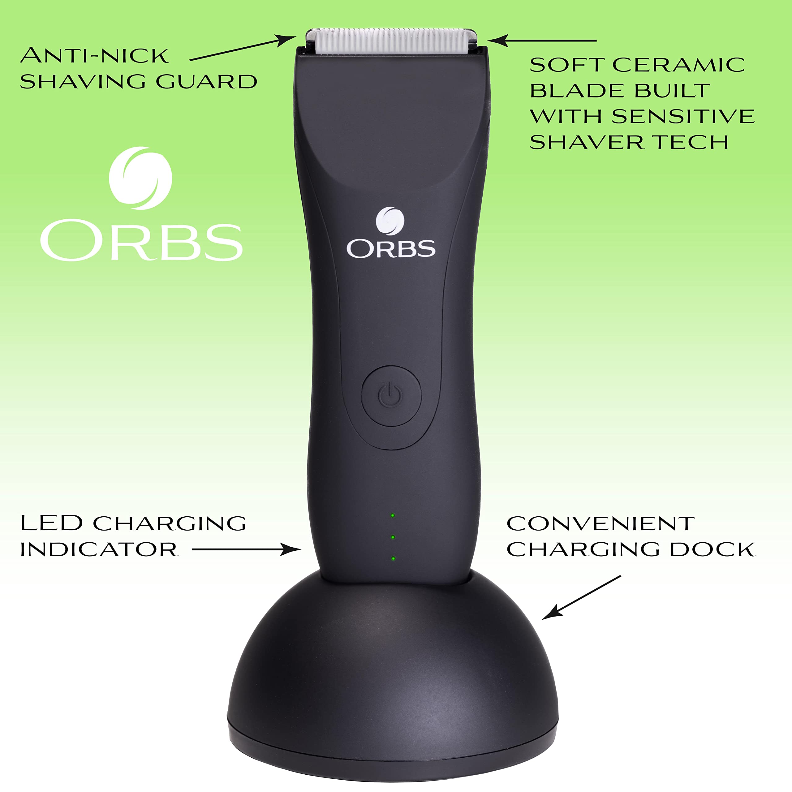 Orbs™ Electric Trimmer for Men, Premium Ball Trimmer/Shaver for Men, Waterproof Groin and Body Shaver Groomer, Replaceable Ceramic Blade Heads,100 Min Battery Life