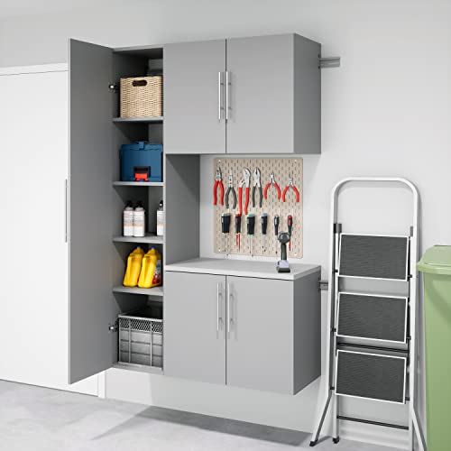 Prepac HangUps Narrow Wall Mounted Garage Storage Cabinet, Tall Storage Organizer Cabinet, 15" W x 72" H x 16" D, Light Gray