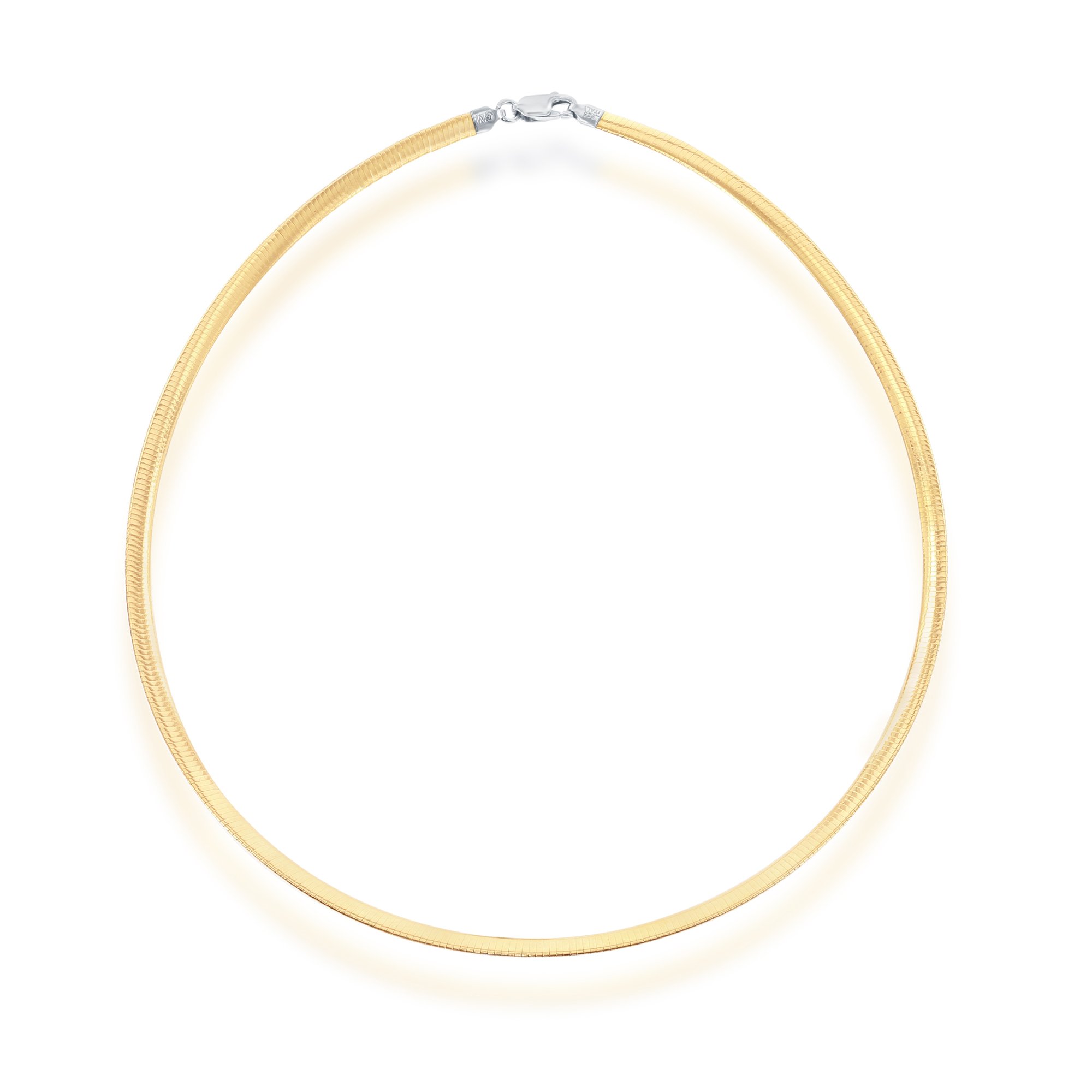 Beaux Bijoux Reversible Omega Necklace For Women - Two Tone Silver 18k Gold Omega Chain Necklace - Gold Choker Necklaces For Women - 18k Gold Necklaces For Women (18 inch 4mm - 18k Gold and Silver)