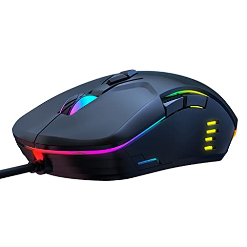 Lazy Pad,uvvy Wired Computer Mice Ergonomic Design Adjustable 6400dpi for Pc Office and Home Rgb Backlit 7 Keys Corded Computer Mouse
