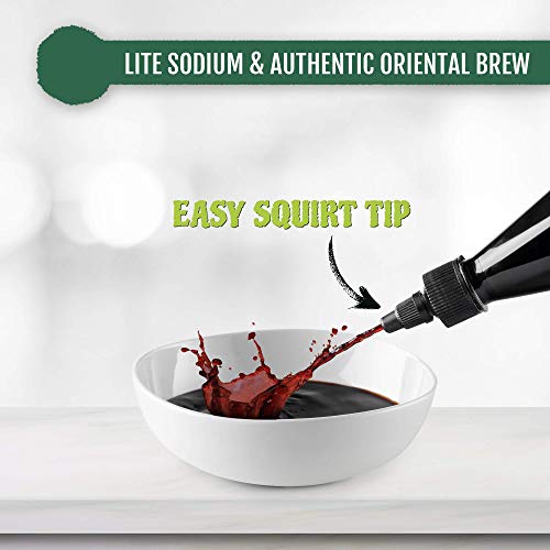 Best Of Thailand Premium Lite Soy Sauce Low Sodium | 2 Bottles of Lite Soy Sauce 23.65oz Real Authentic Asian-Brewed Marinade for Marinating Fish, Meat & Roasted Vegetables | 75% Less sodium