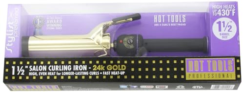 HOT TOOLS (2018 MODEL) Pro Artist 24K Gold Curling Iron | Long Lasting, Defined Curls (1 1/2 in)