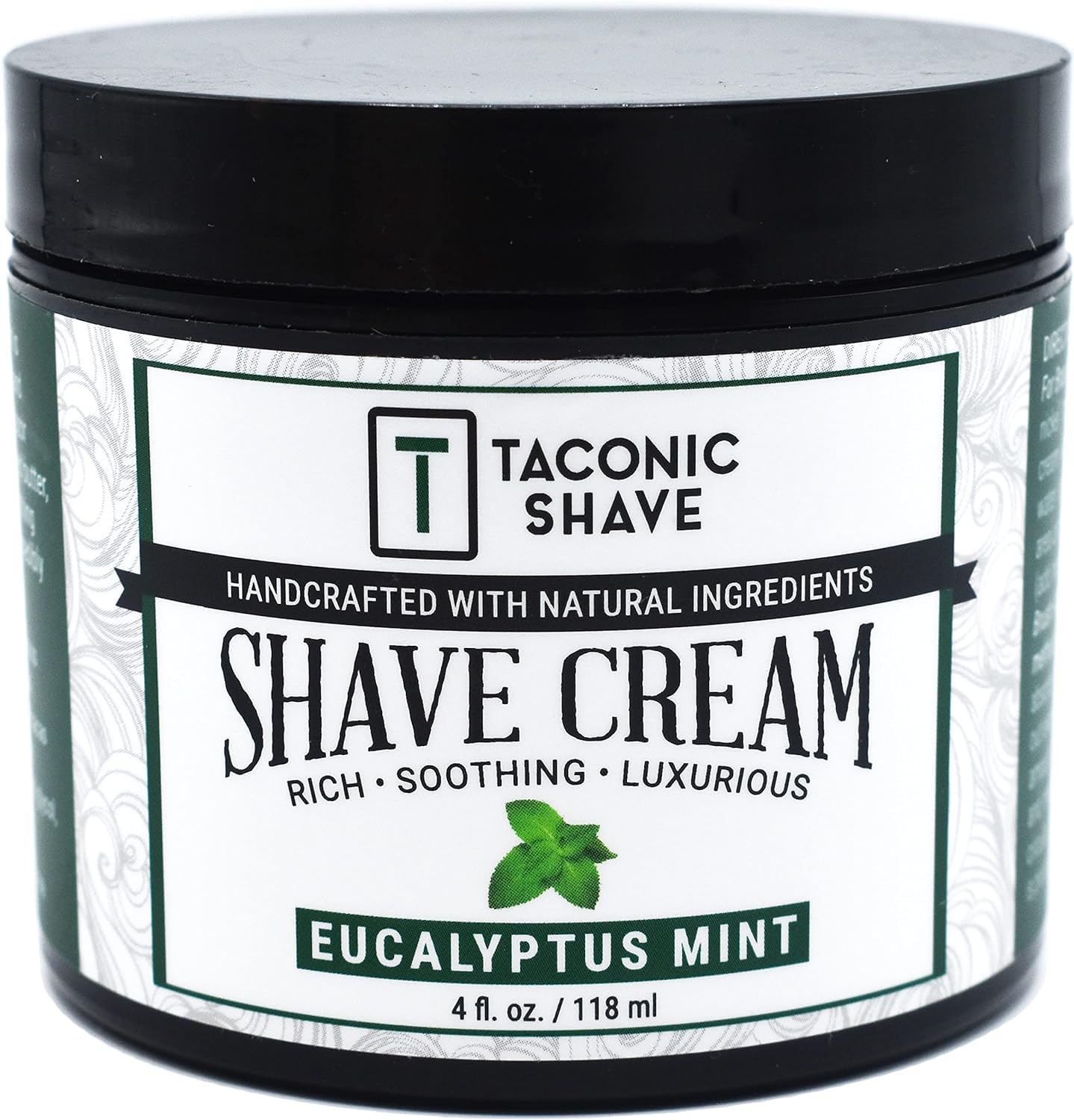 Taconic Shave, All Natural Shave Cream – Highly-Concentrated, Shaving Cream for Men and Women – 4 oz. Moisturizing Shaving Cream Tub with Skin Soothing Ingredients – Cooling Eucalyptus & Mint