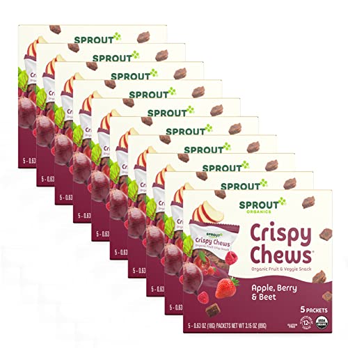 Sprout Organic Toddler Snacks, Crispy Chews, Red Berry & Beet, 3.15 oz - Pack of 10