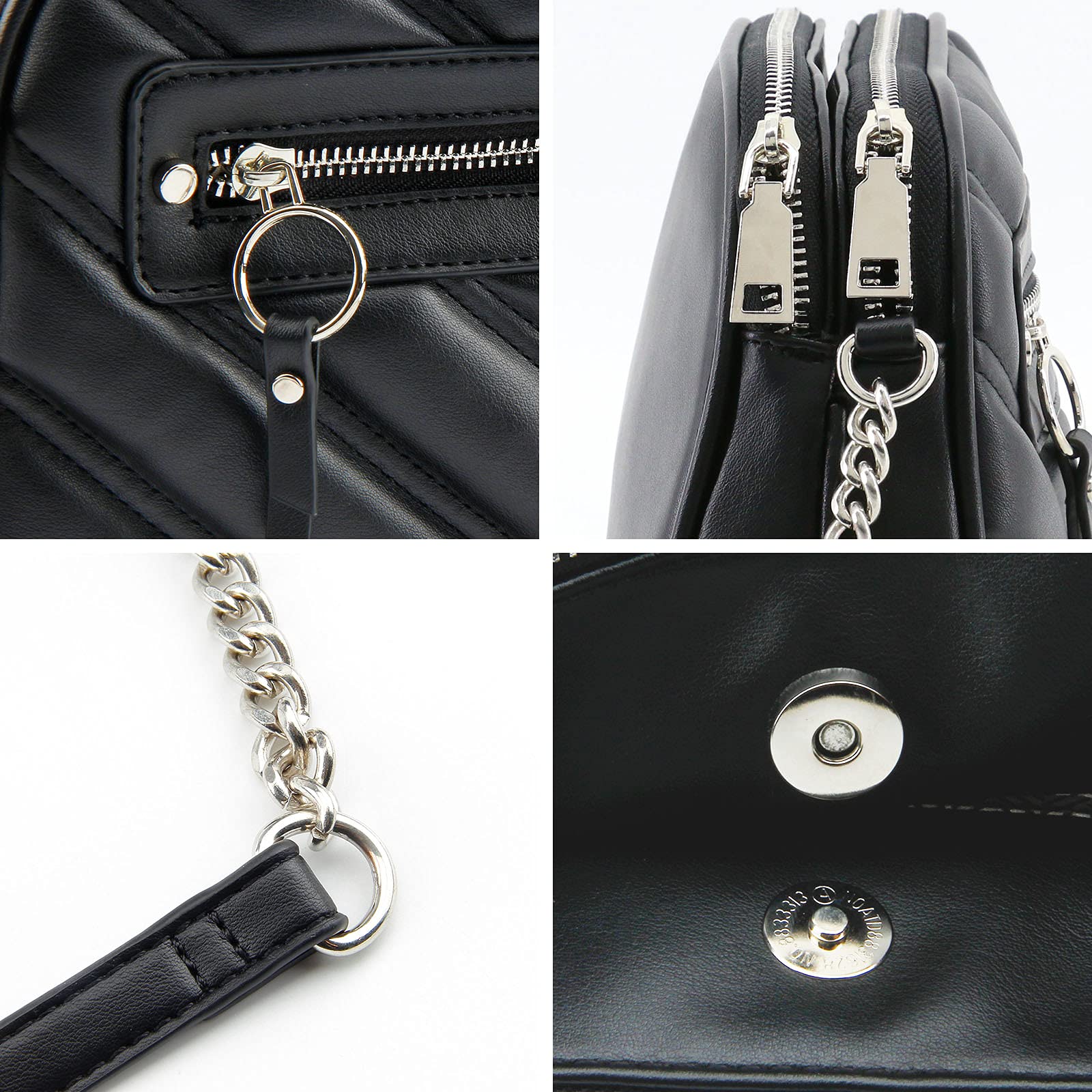 MAXWISE Women Zipper Pocket Crossbody Bag Shoulder Purse Fashion Travel Bag with Multi Pockets (Black)
