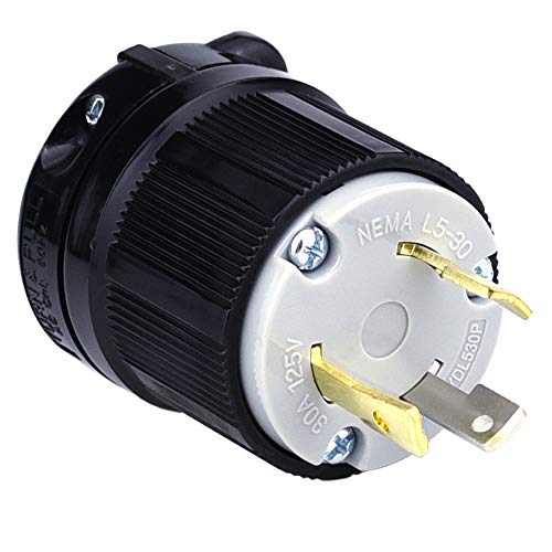 Cllena NEMA L5-30P, 2 Pole 3 Wire, 30 Amp 125 Volt Generator 3 Prong Locking Male Cord Plug