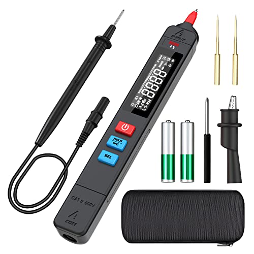 BSIDE Pen-Type Digital Multimeter EBTN LCD 6000 Counts Portable Smart Ohmmeter Capacitance Diode Ohm Hz V-Alert Live Check Voltage Tester with Back Probe Pins for Electronic Maintenance